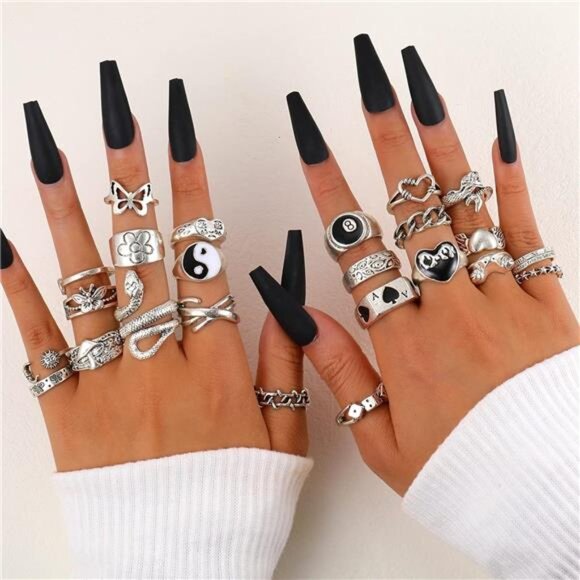 Branded | Other | Vintage Silver Open Punk Rings For Men Women 24pcs ...